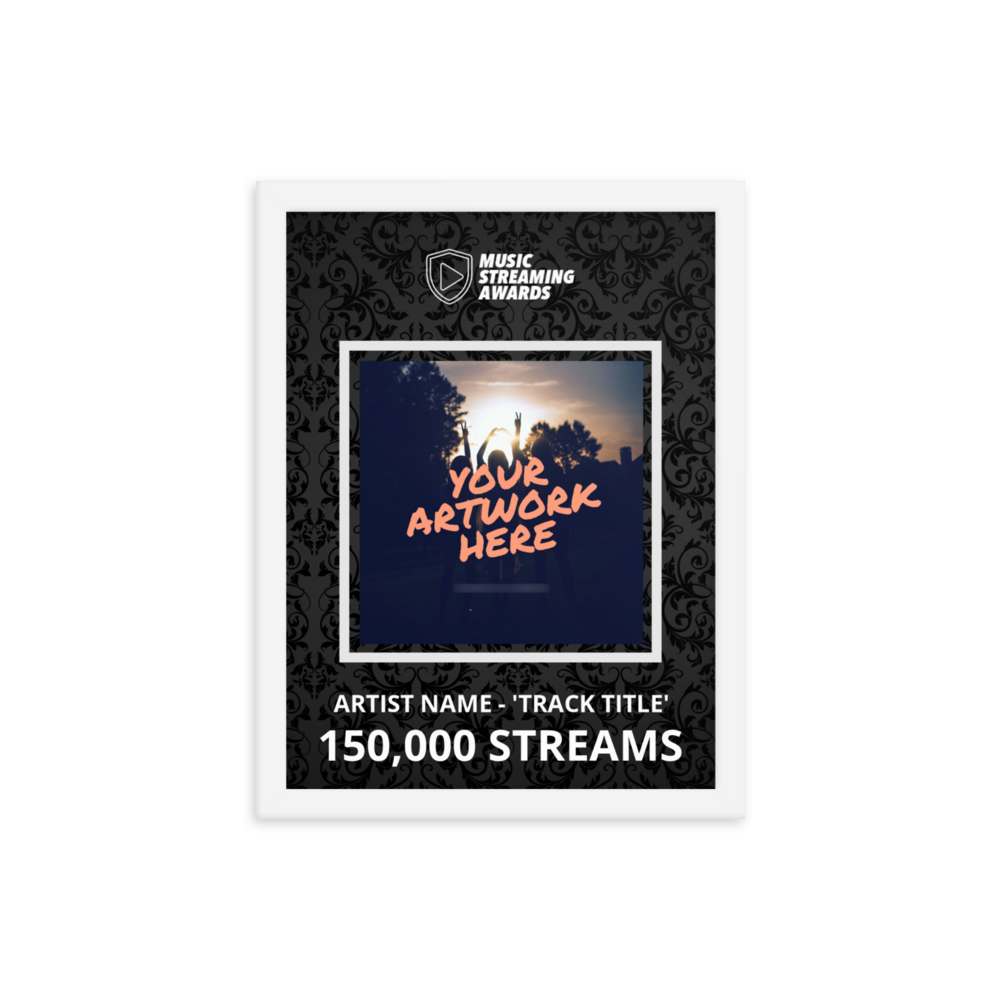 150K Music Streams Framed Award